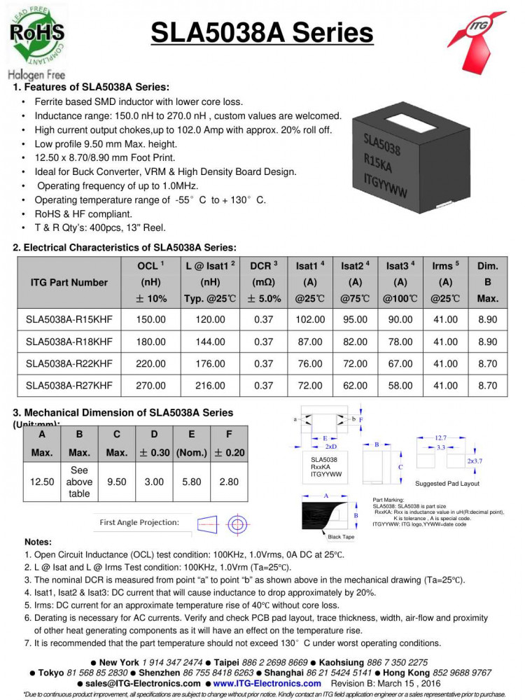 SLA5038A manufacturer document image, page 1