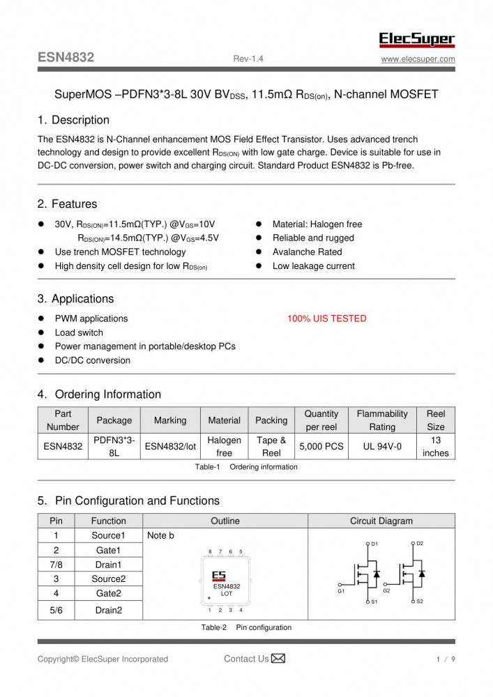 ESN4832 datasheet page 1