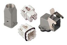 Heavy-Duty Connector Kit, 4 Pole, Series S-A Female-Male Inserts, M20 Die-cast Aluminum Hood-Top Entry, Bulkhead Housing-Right Angle, 1 Lever,  Size 3A «21x21», Grey for sale