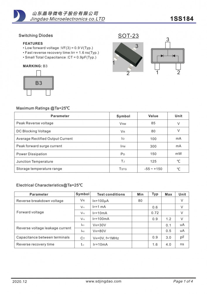 1SS184 datasheet page 1