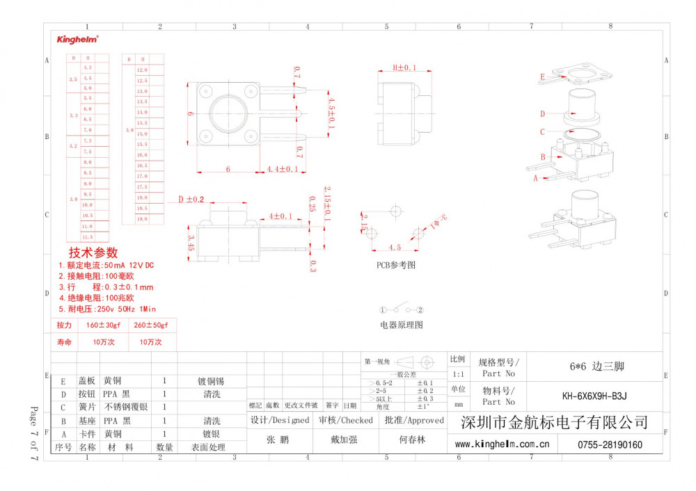 KH-6X6X9H-B3J approval sheet page 7