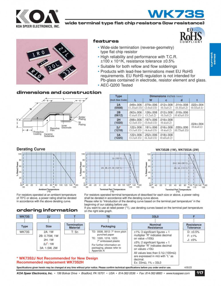 KOA WK73S series datasheet page 1