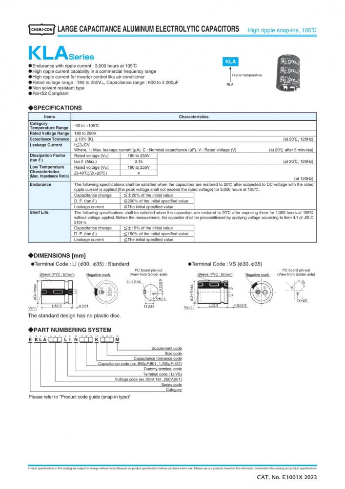 NCC KLA Series technical document page 1