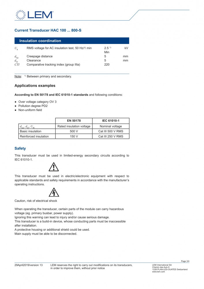 LEM HAC 300-S datasheet page 3