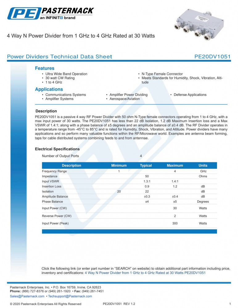 PE20DV1051 technical document page 1