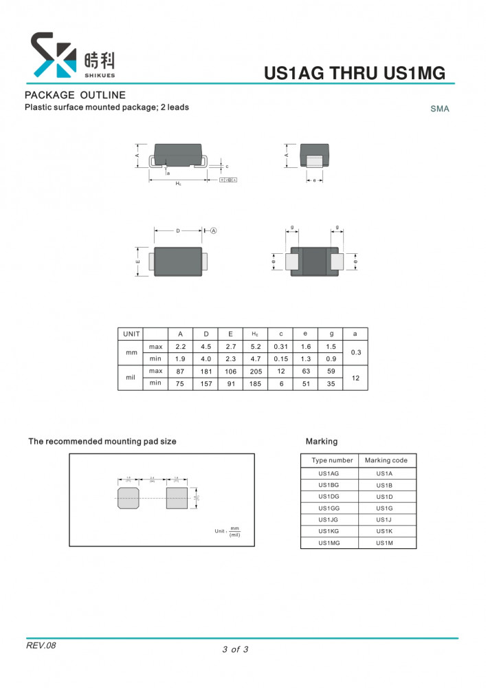 US1AG datasheet page 3