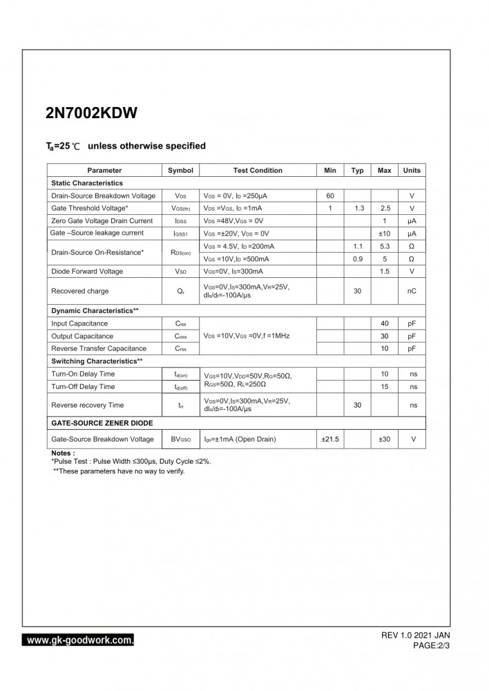 2N7002KDW datasheet page 2