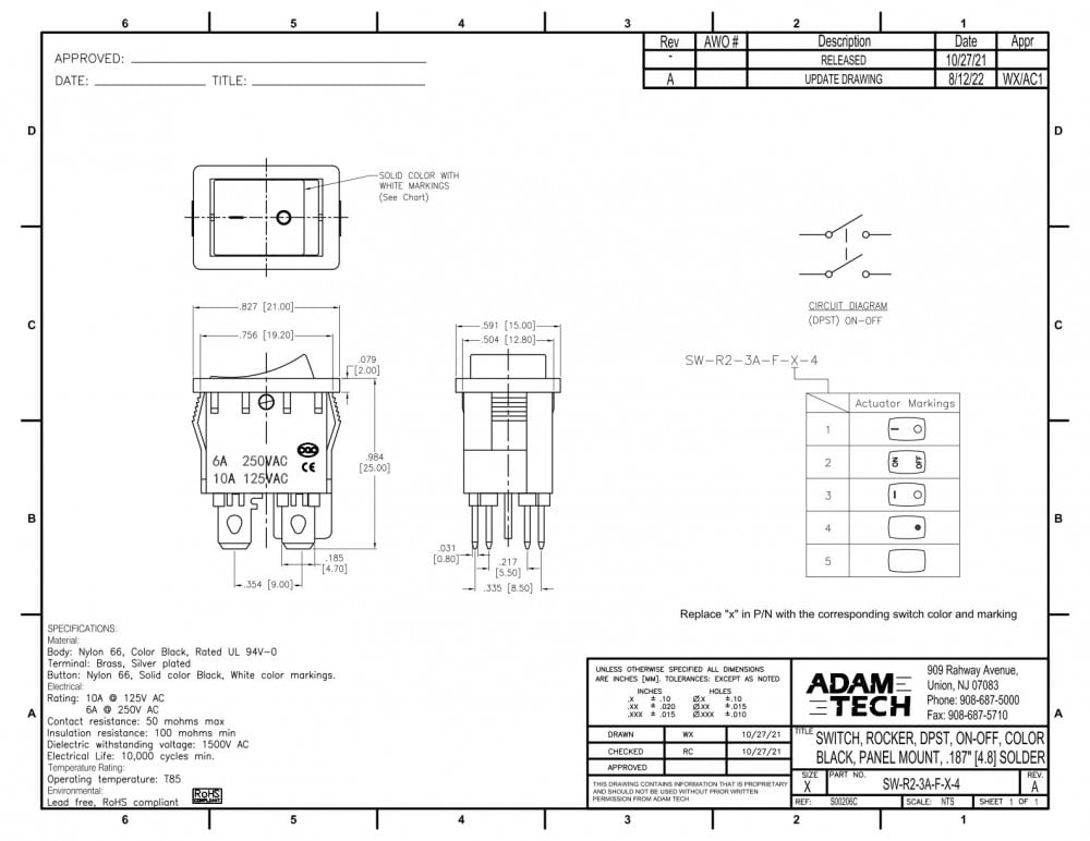 ADAM TECH SW-R2-3A-F-1-4 technical drawing preview