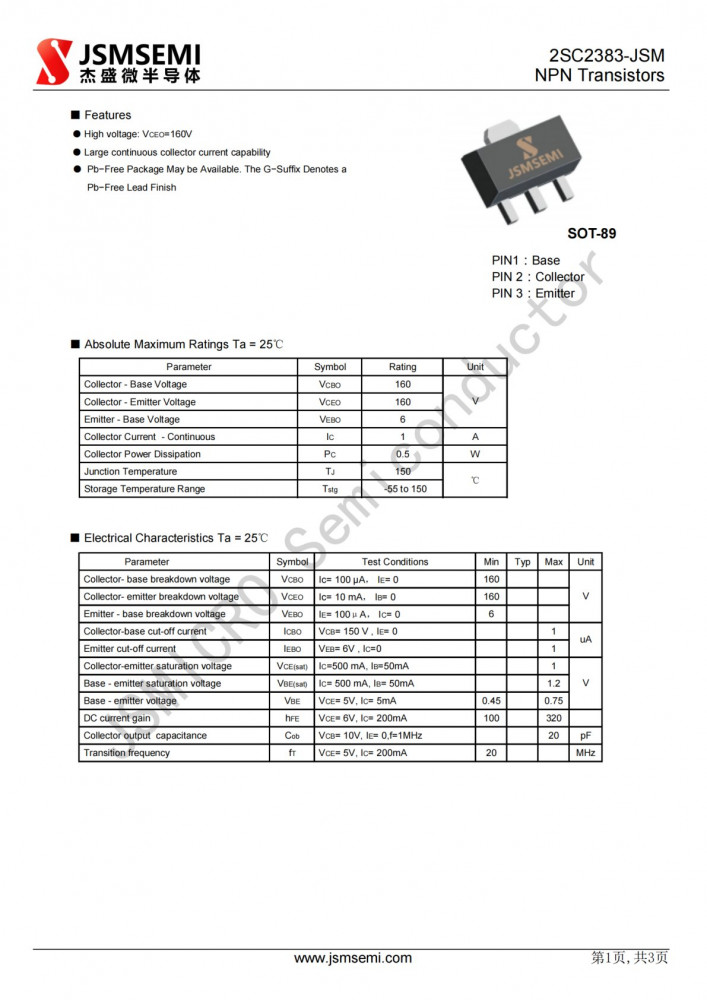2SC2383-JSM datasheet page 1