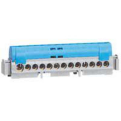 IP2X terminal block - Neutral (blue) - 8x1.5mm² to 16mm² terminals - 75mm length DIN rail mounting - 76A screw connection for sale