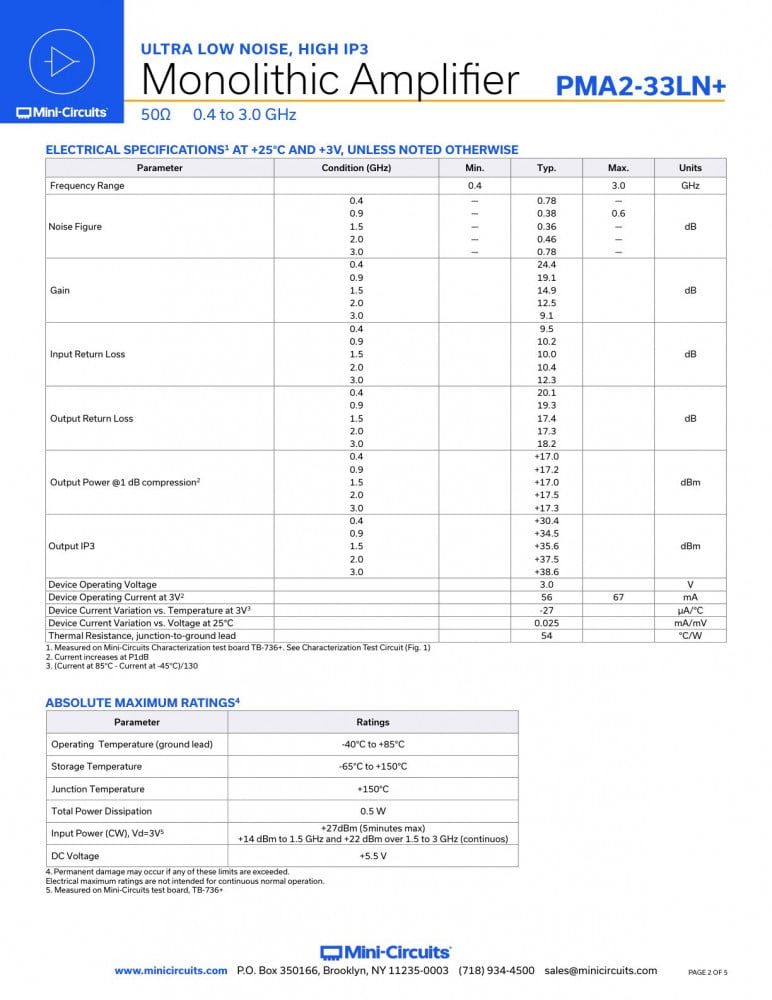 PMA2-33LN+ datasheet page 2