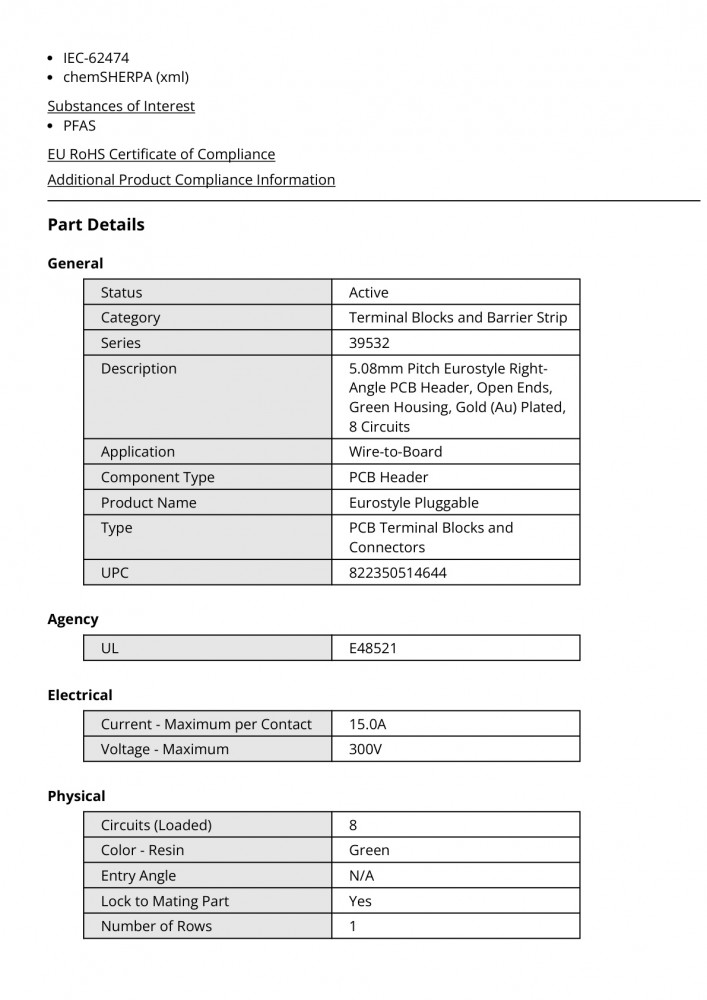 Technical document page 2 for MOLEX 395325508