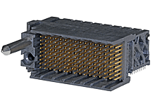 Impact 100 Ohm 3 Pair Right-Angle Male Header, Left Guide, Right Endwall, 16 Columns, 144 Circuits, Pin Length 4.90mm, Plated Through Hole Dimension 0.39mm, Lead-Free