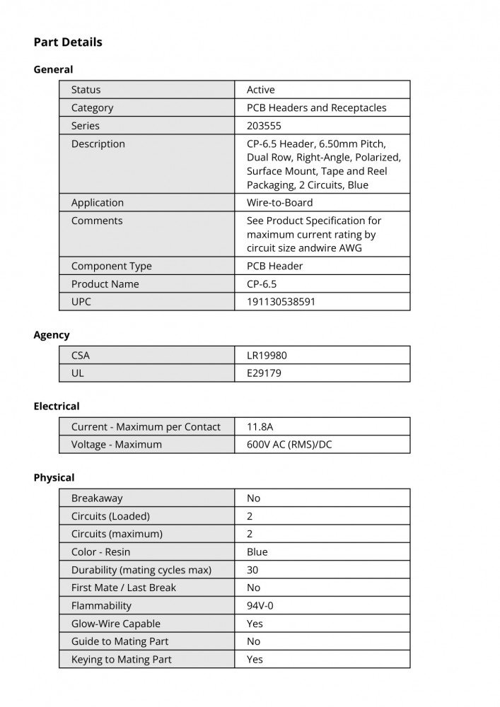 MOLEX 2035552122 technical document preview, page 2