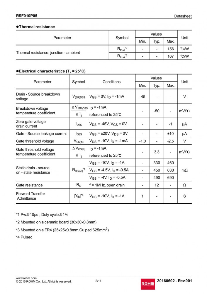 RSF010P05TL datasheet page 2