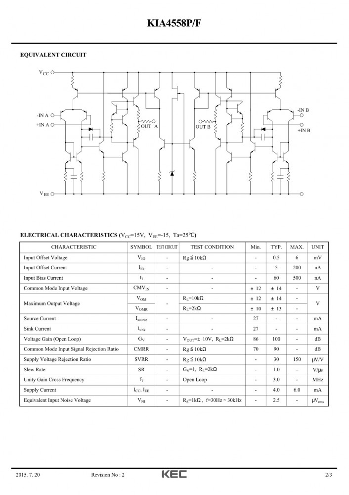 KIA4558P/P datasheet page 2