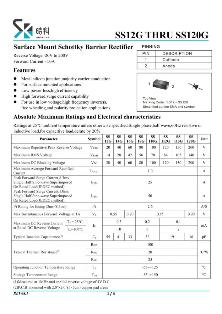SS120G datasheet page 1