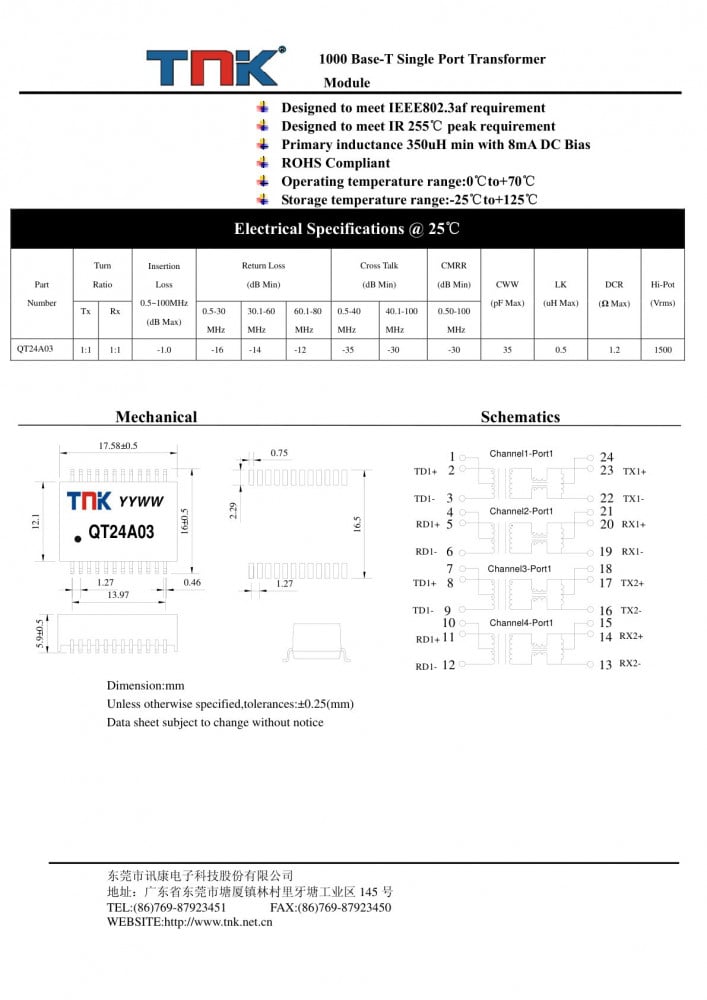 TNK QT24A03 datasheet page