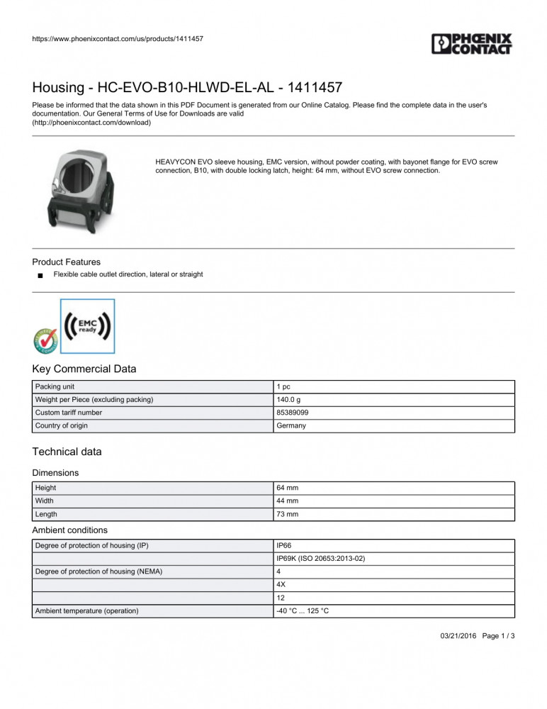 Phoenix Contact 1411457 product document page 1