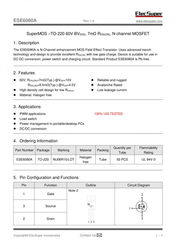 ESE6080A datasheet page 1