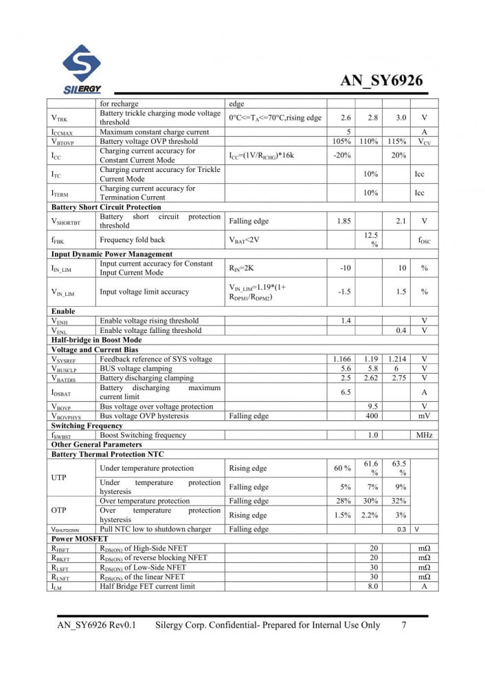 SY6926QYC datasheet page 7