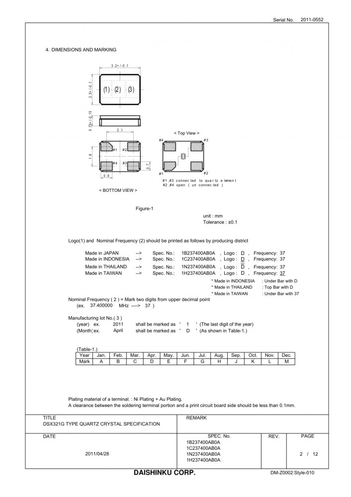 KDS DSX321G specification page 3