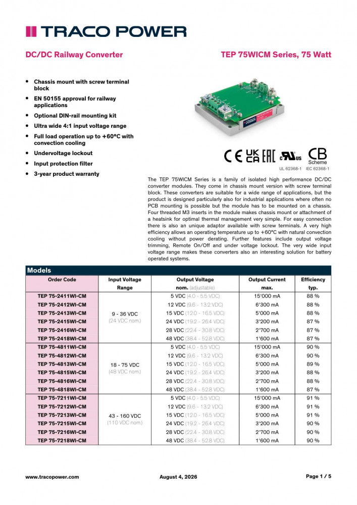 TEP 75WICM document page 1