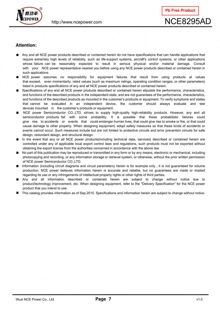 NCE8295AD datasheet page 7