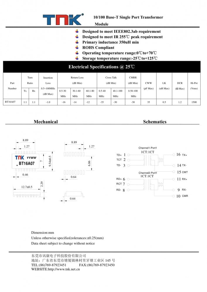 TNK BT16A07 datasheet page