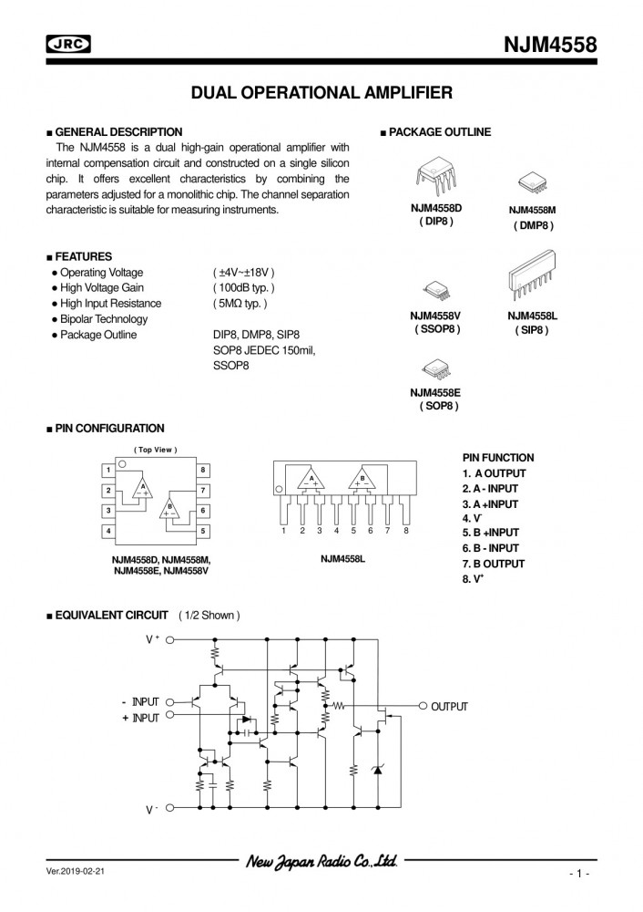 NJM4558D datasheet page 1