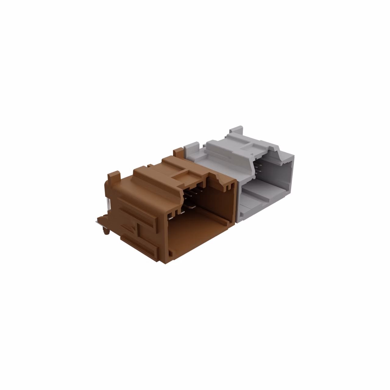 Stac64 2 Bay Right-Angle Headers, 34 Circuits, Bay A 14 Circuit Signal Header, Polarization C, Brown; Bay B 20 Circuit Signal Header, Polarization B, Gray; Tray for sale