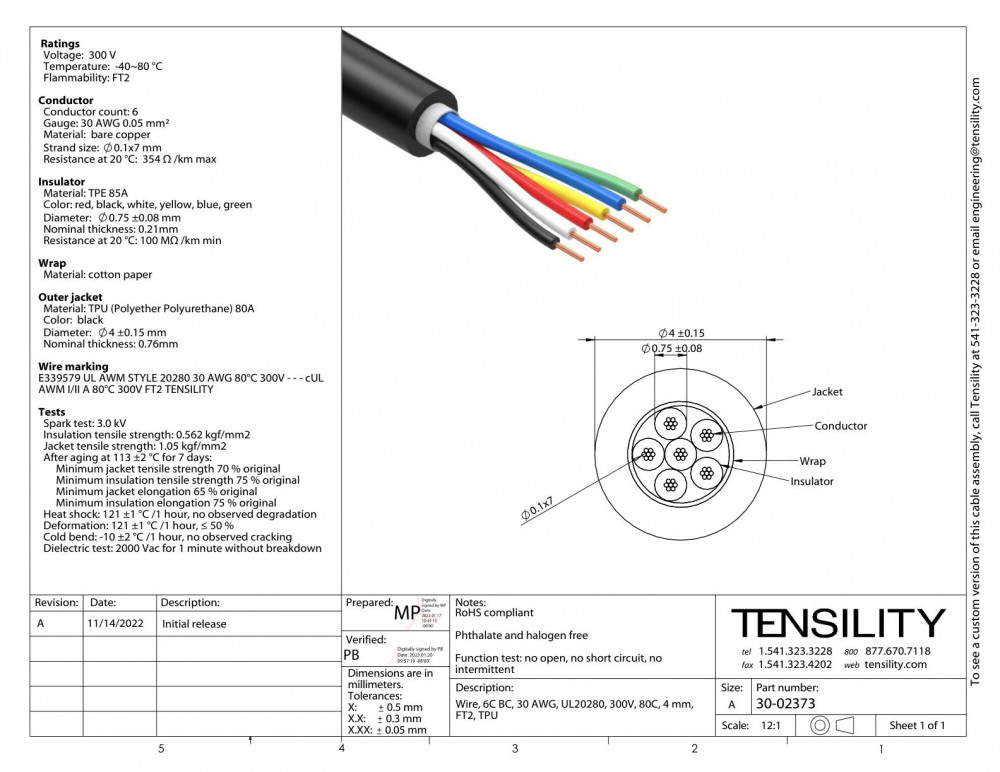 30-02373 cable specification drawing