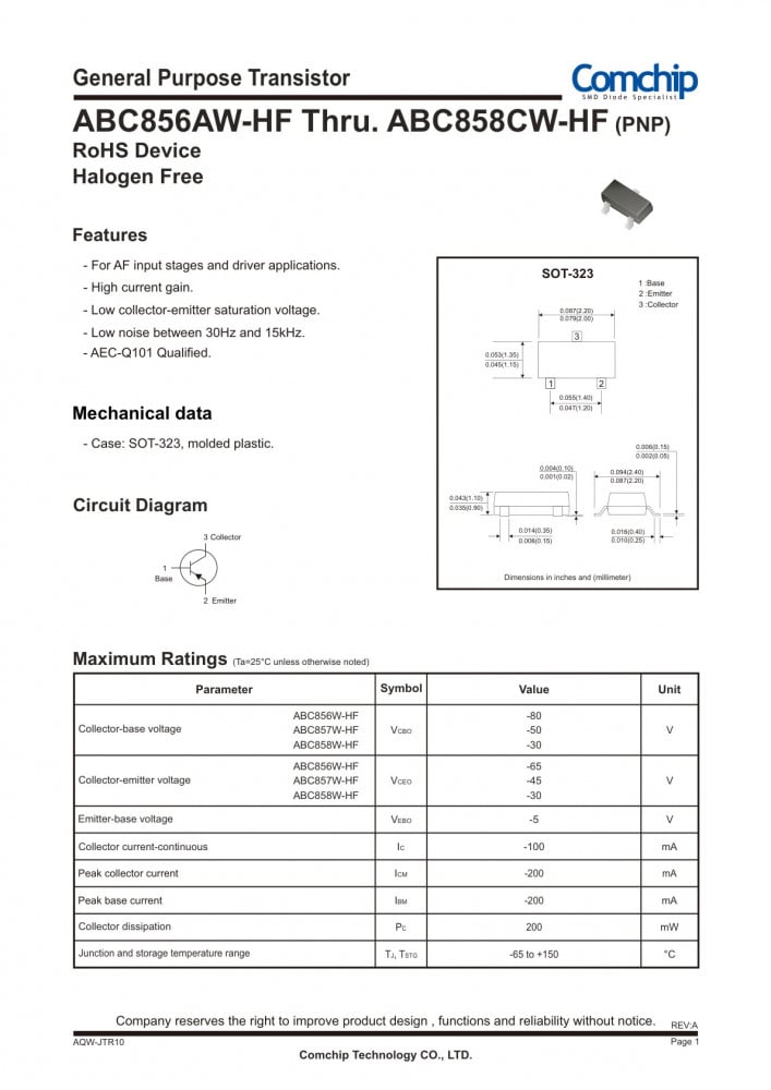 ABC858CW-HF datasheet page 1