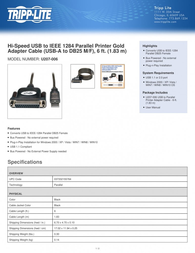 U207-006 technical documentation page 1