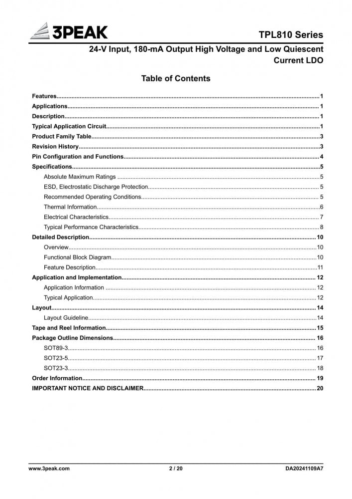 TPL810 datasheet page 2