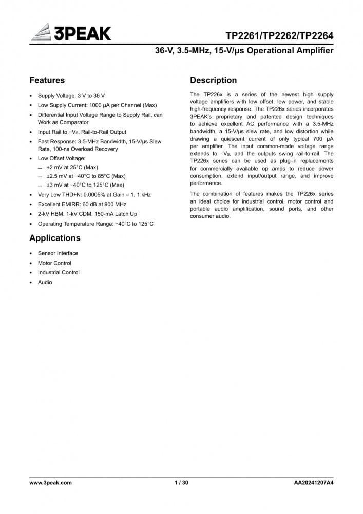 TP2261 datasheet page 1