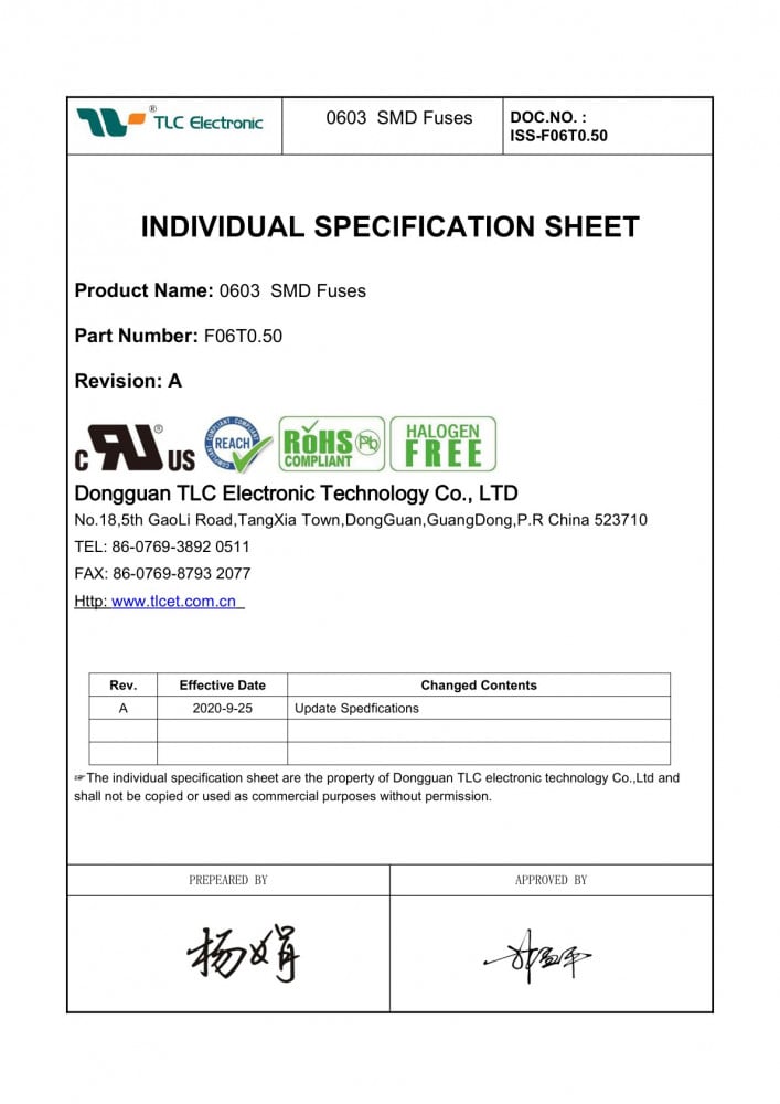 F06T0.5 datasheet page 1