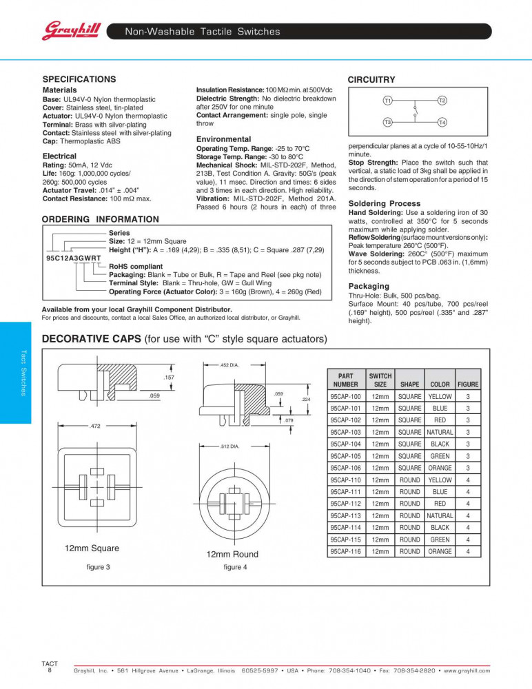 Grayhill 95 series technical document page