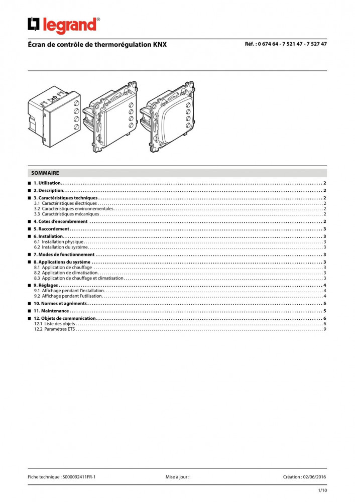 Legrand 067464 technical document page 1