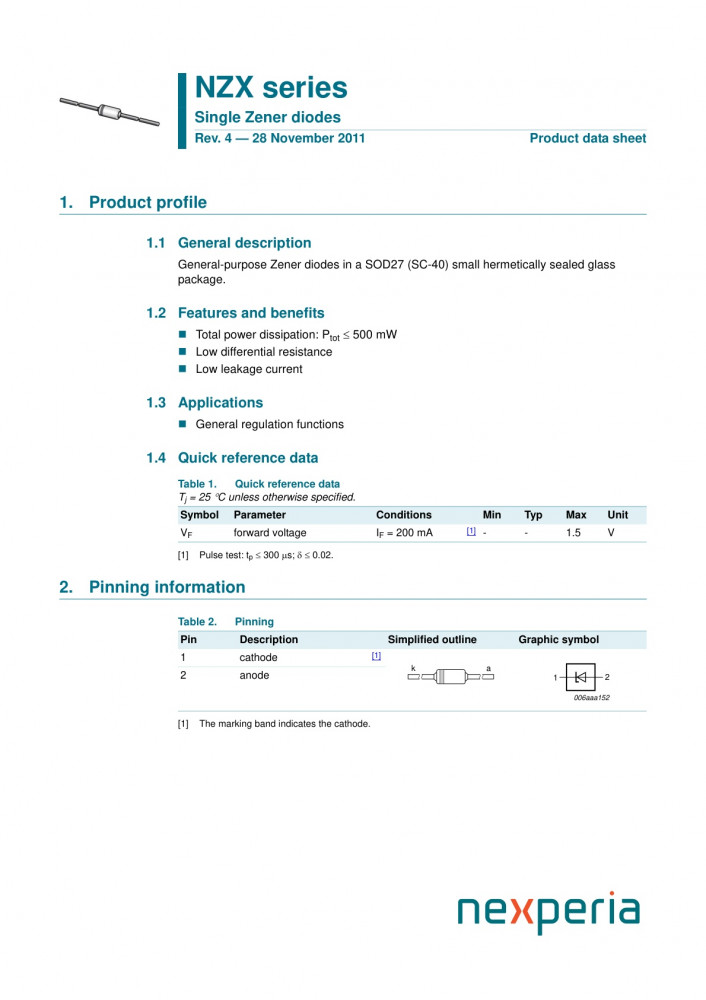 NZX series datasheet preview, page 1