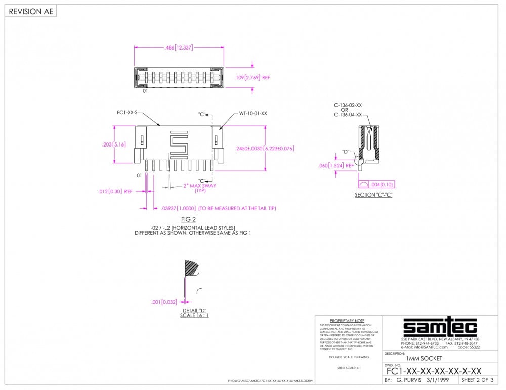 Samtec FC1 drawing page 2