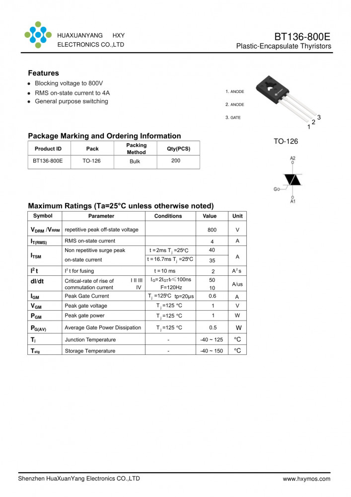 BT136-800E datasheet page 1