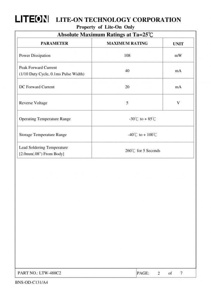 LTW-488C2 datasheet page 2