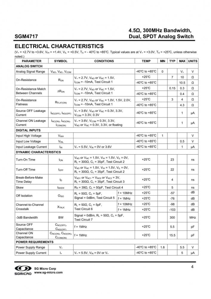 SGM4717YMS/TR datasheet page 4