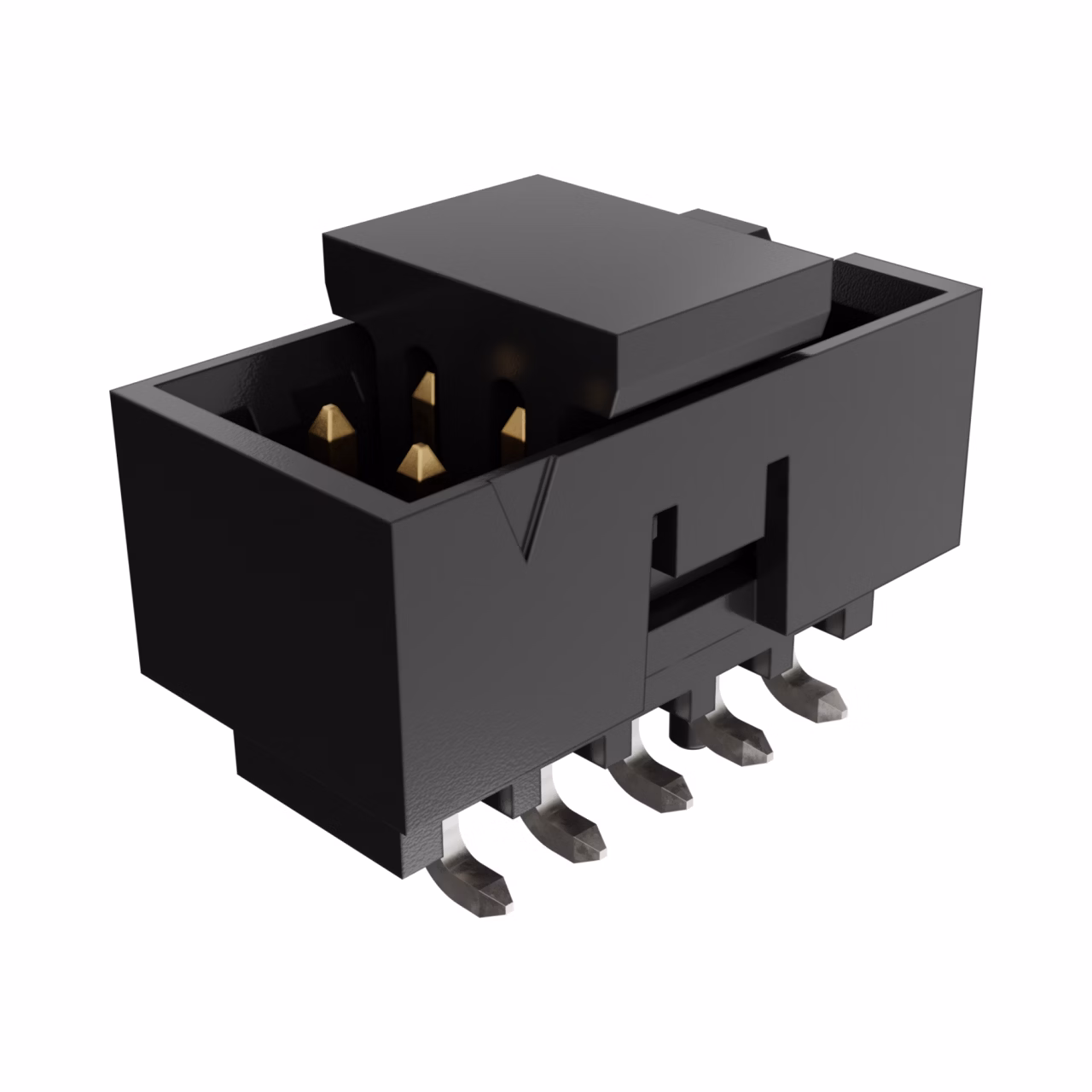 2.00mm Pitch, Milli-Grid PCB Header, Dual Row, Vertical, Surface Mount, Shrouded, 10 Circuits, 0.76µm Gold (Au) Plating, Dual Side Slots, Center Friction Lock, with Pegs, with Cap, Tube