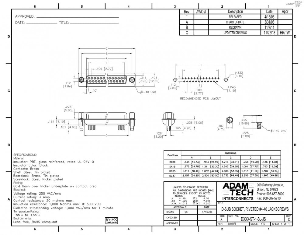 ADAM TECH DA15-ST-1-BL-JS technical document preview