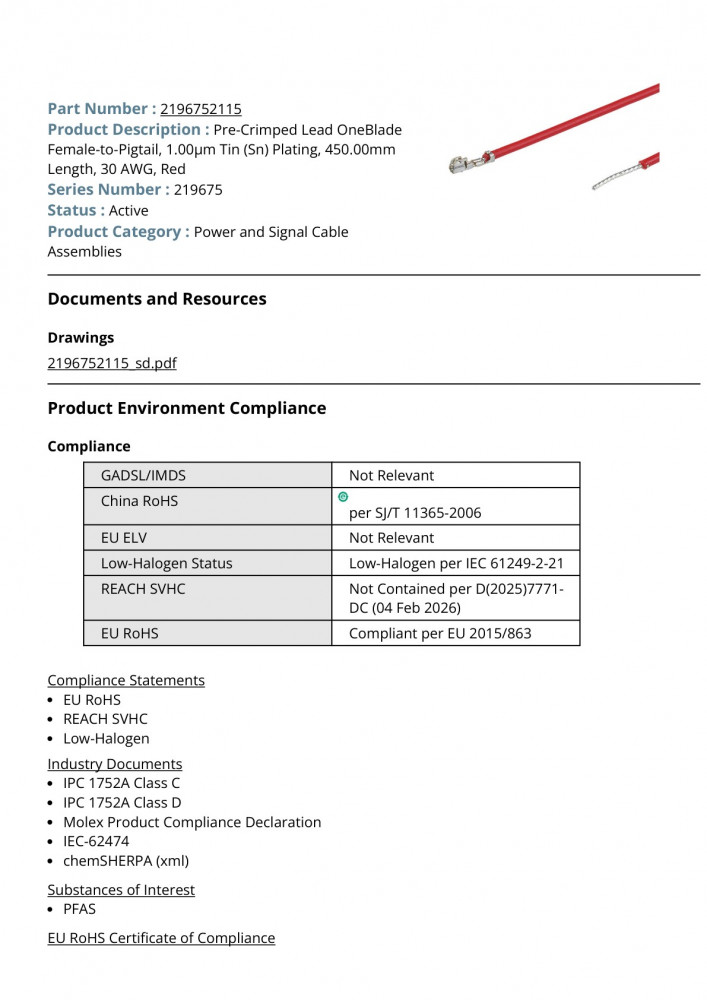 MOLEX 2196752115 drawing page 1