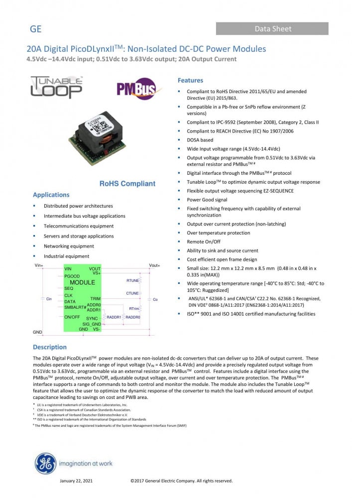 PJT020A0X3-SRZ datasheet page 1