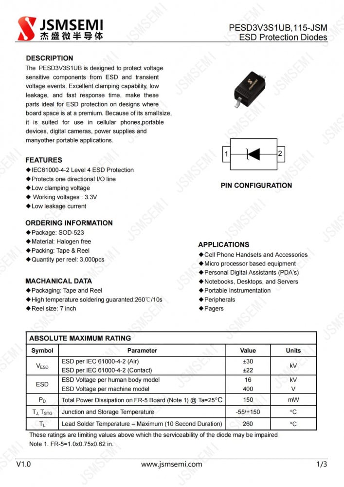 PESD3V3S1UB,115-JSM datasheet page 1
