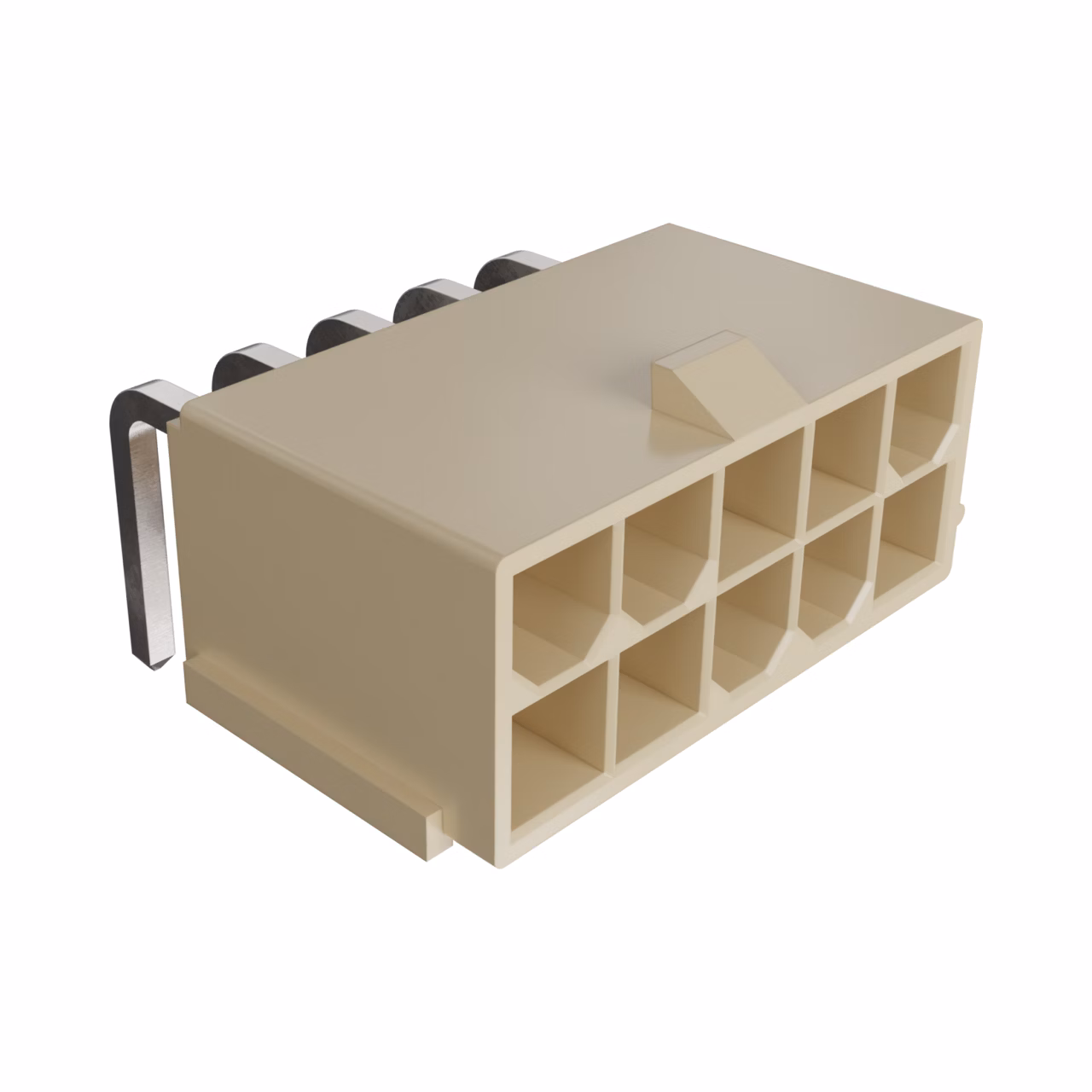Mini-Fit Jr. Header, 4.20mm Pitch, Right Angle, without Flange, 6 Circuits, Matte Tin (Sn) Plating, Beige, Tape and Reel